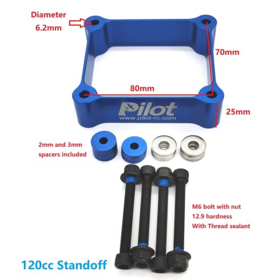 Pilot-RC Engine standoff kit, 1″ – 120cc